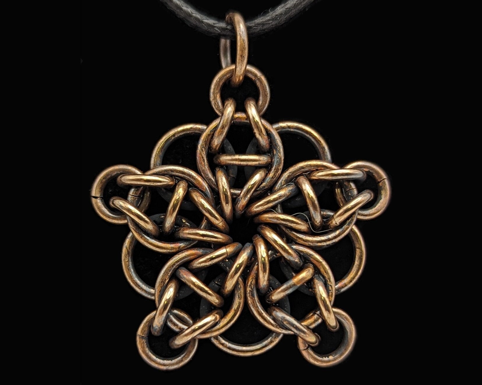 Oxidized Bronze Celtic Star Pendant - Handmade Chainmaille Jewelry - Etsy