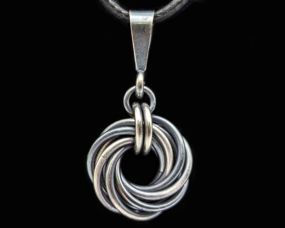 Oxidized Sterling Silver Mobius Ball Pendant - Handmade Chainmaille ...