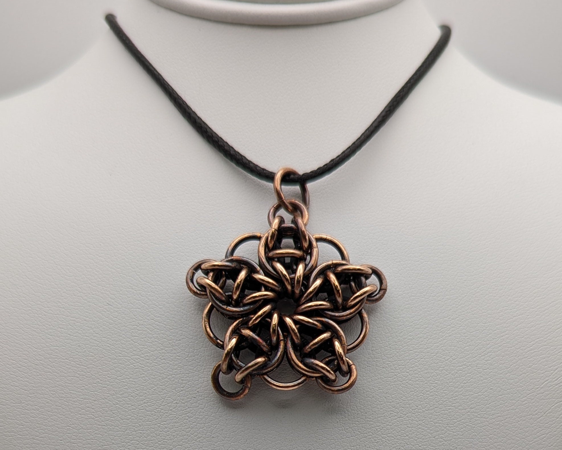Oxidized Bronze Celtic Star Pendant - Handmade Chainmaille Jewelry - Etsy