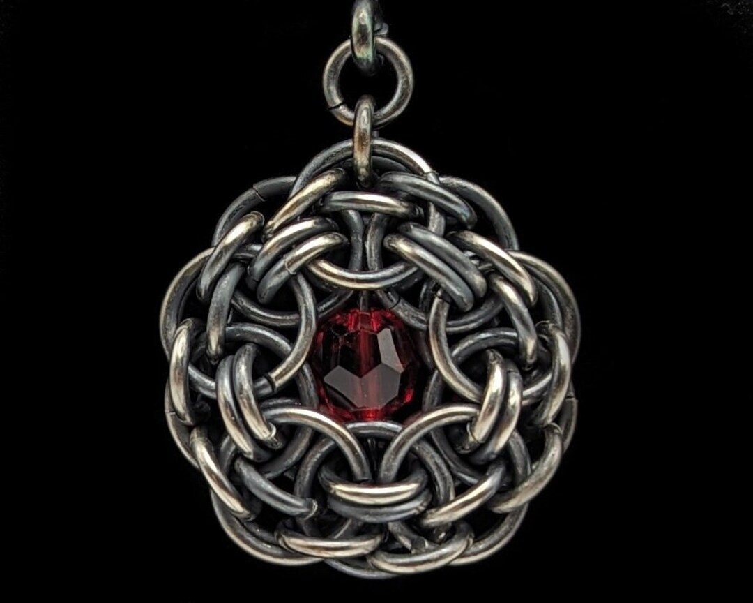 Dragon Eye Oxidized Sterling Silver Pendant - Handmade Chainmaille - Etsy