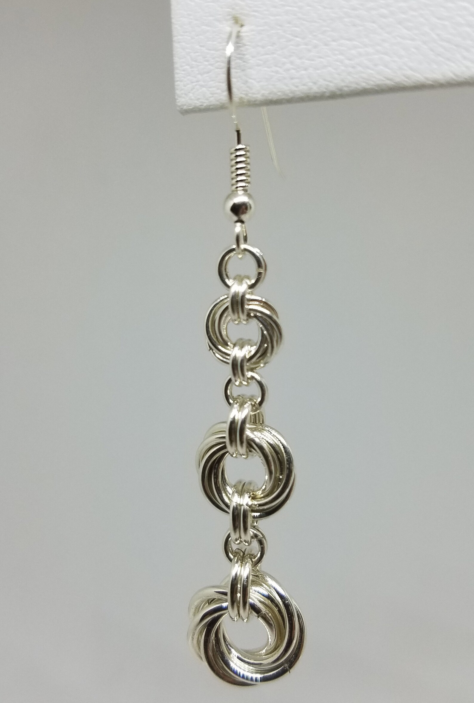 Sterling Silver Triple Mobius Ball Earrings - Handmade Chainmaille ...