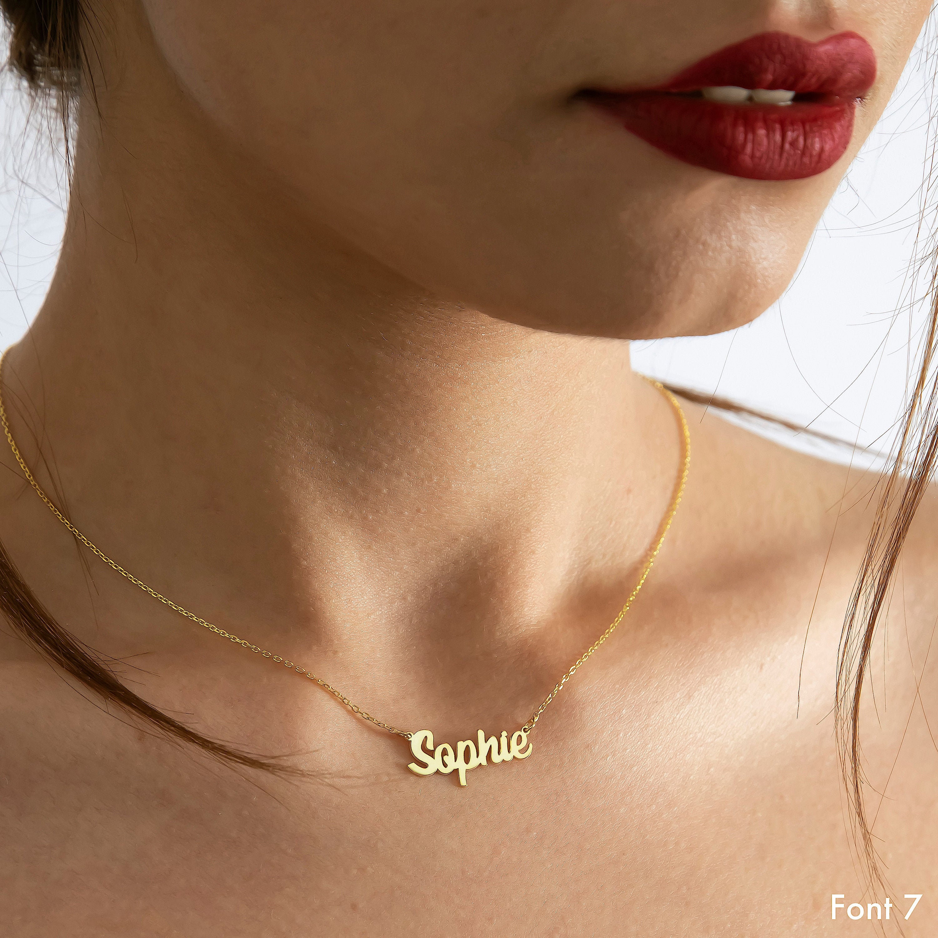 14k Solid Gold Custom Name Necklace Personalized Name Etsy