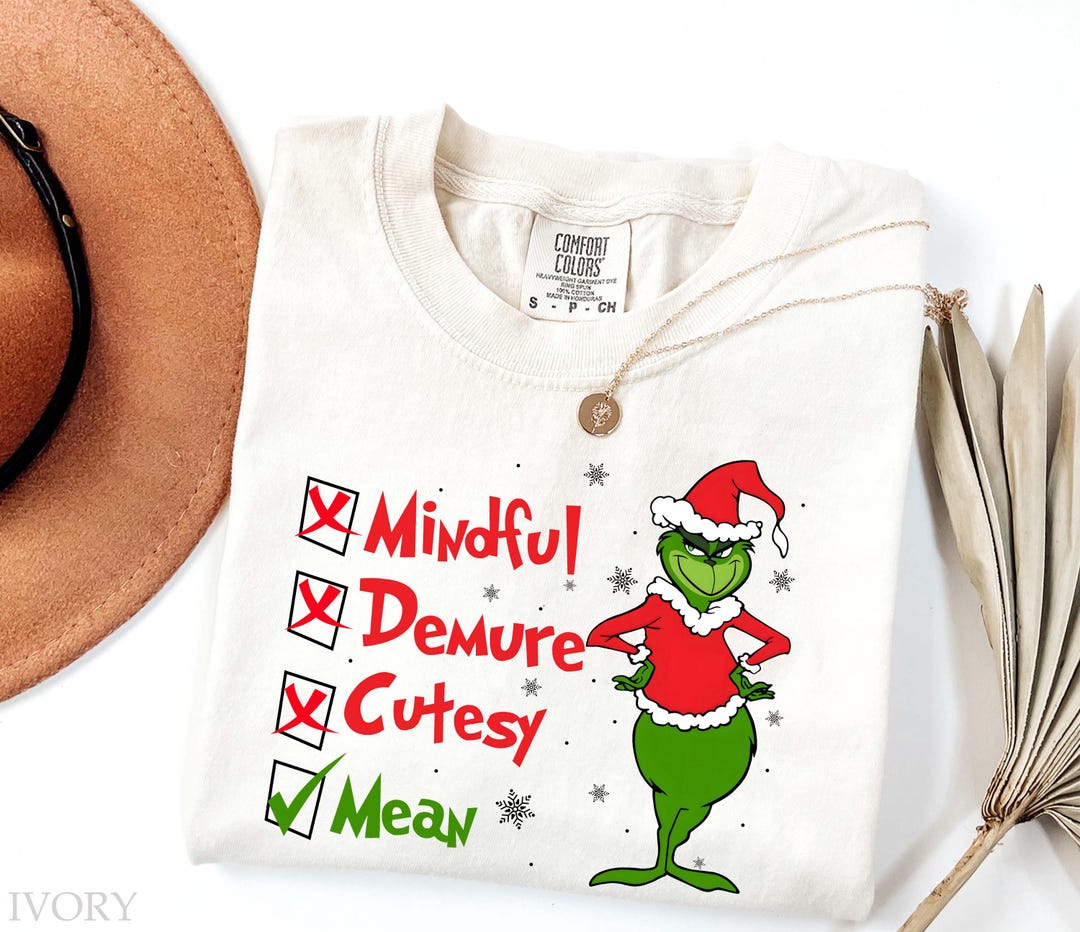 Comfort Colors® Mindful Demure Cutesy Mean Grinch T-shirt, Grinch ...