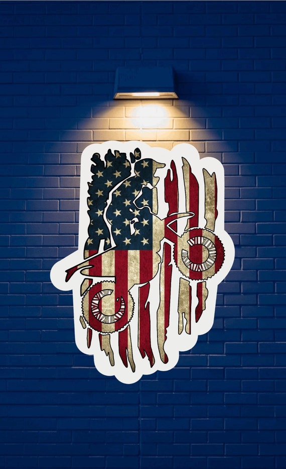 Motor Cross American Flag Sticker - Etsy