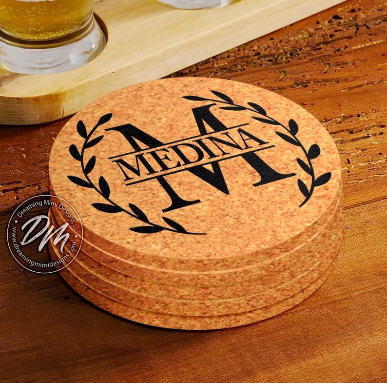 Monogram Cork Coasters Custom Housewarming Gift Bar Ware | Etsy