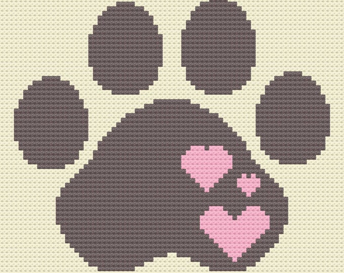 Heart / Paws Graph Blanket Pattern - Etsy Canada