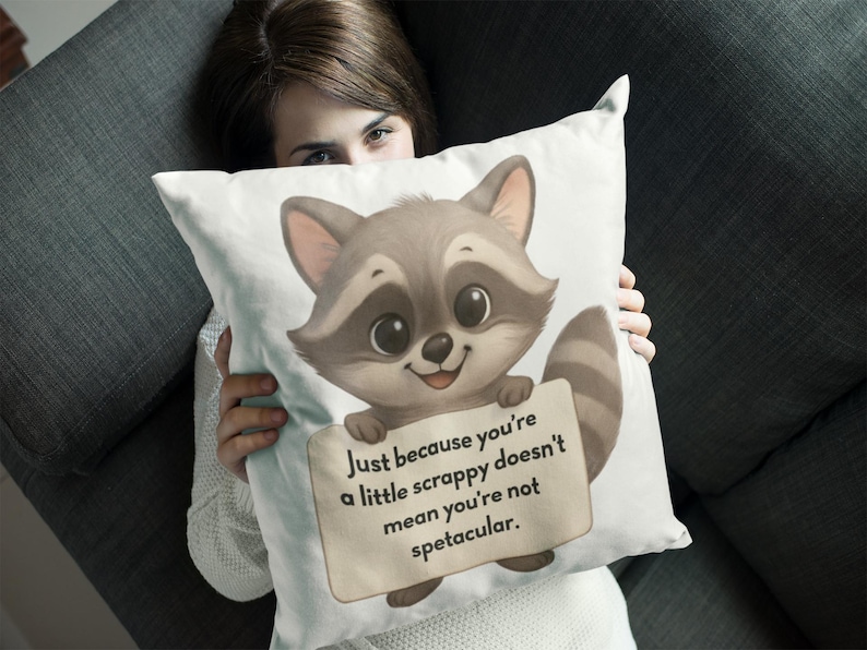Scrappy Raccoon Motivational Quote PNG – Cute Uplifting Animal ...