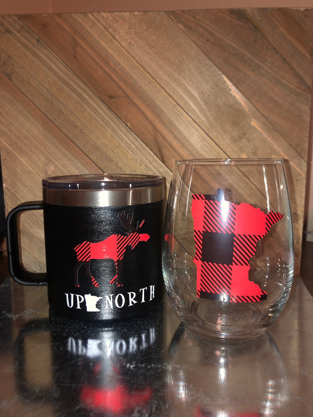 MN “up North” Insulated Mug & Wine Glass Set - Etsy