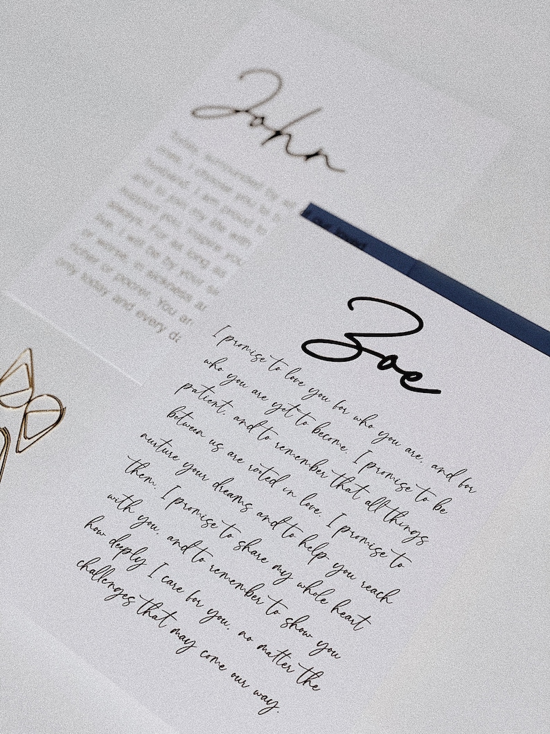 Custom Wedding Vow Cards, Vow Renewal Cards, Vow Cards, His Vows, Her ...