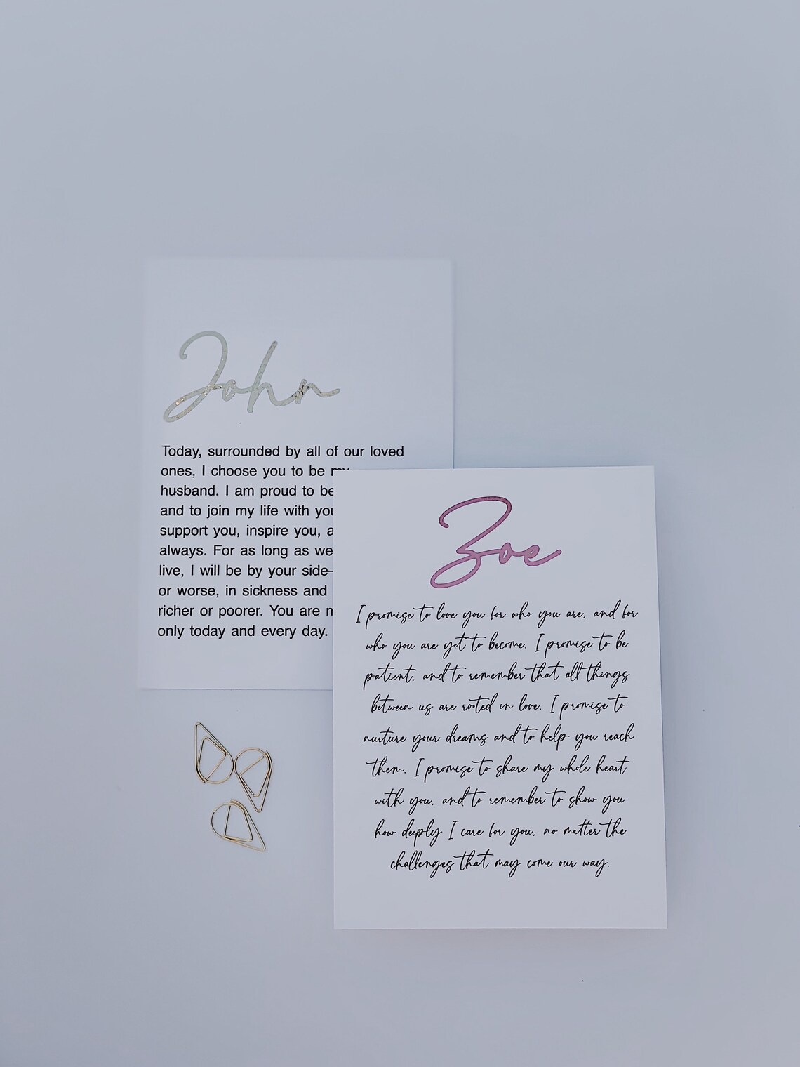 Custom Wedding Vow Cards, Vow Renewal Cards, Vow Cards, His Vows, Her ...
