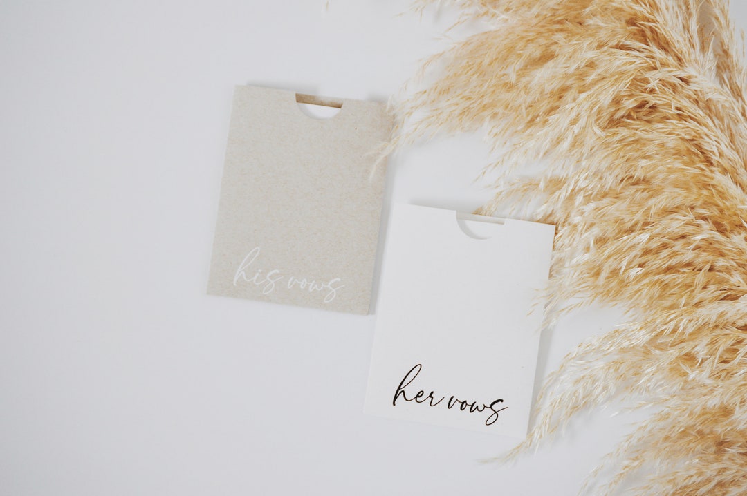 Cursive Vow Cards, Vow Renewal Cards, Vow Cards, His Vows, Her Vows ...