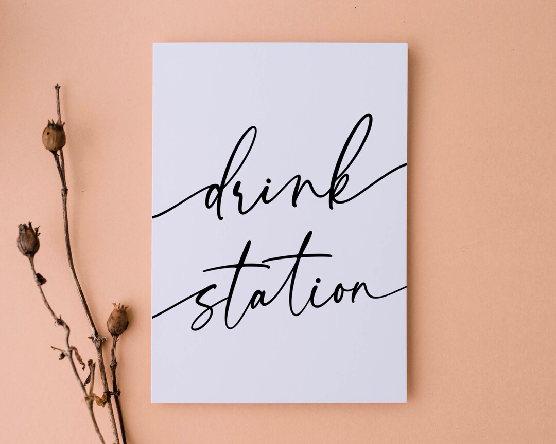 Drink Station Sign, Wedding Drinks Bar Signage, Party Bar Signs ...