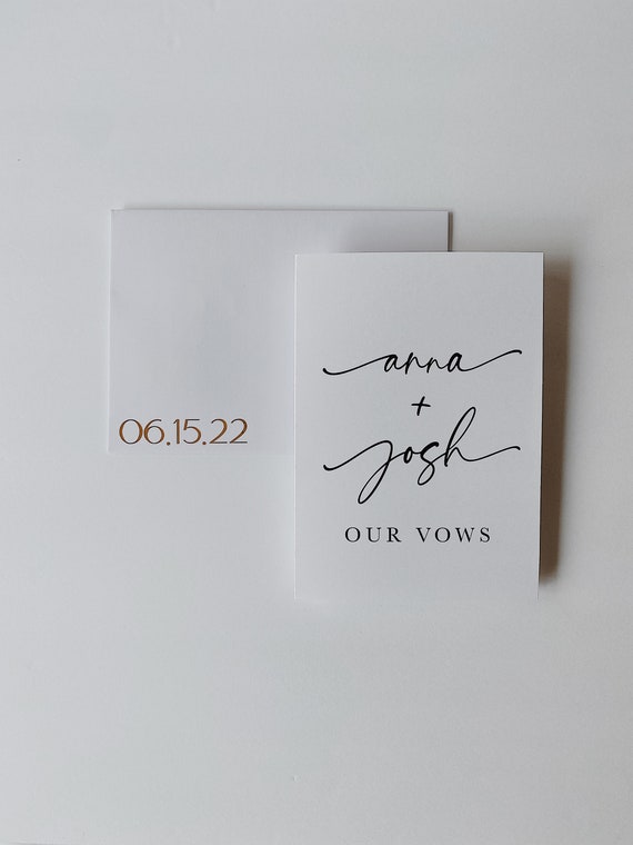 Vow Card Set of 2 Vow Cards Wedding Vow Cards Personalized - Etsy