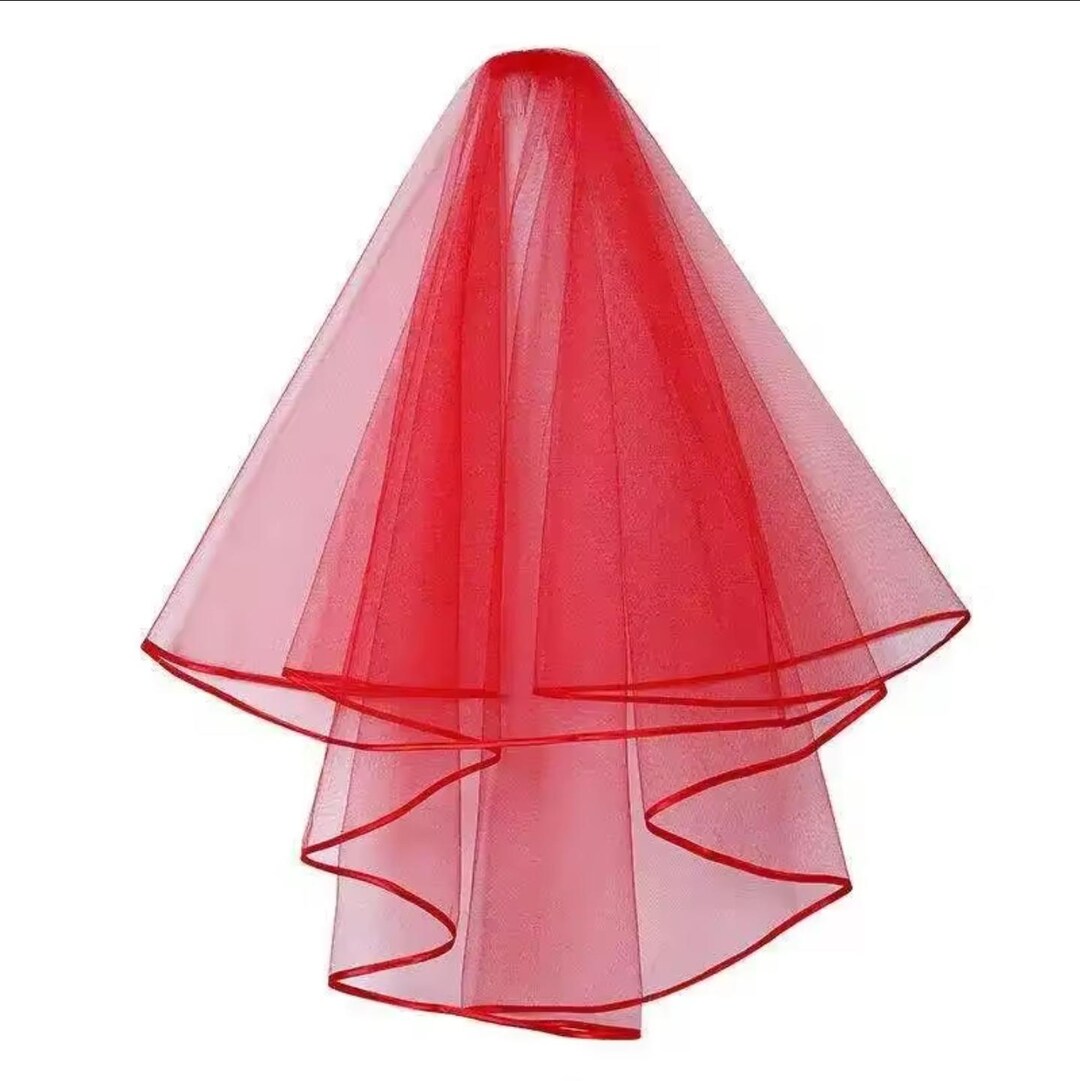 Red Tulle Veil - Etsy
