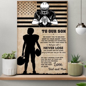 Custom Football Poster, to Our Son Love You From Mom Dad Poster, Custom ...