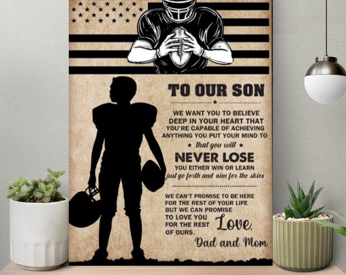 Custom Football Poster, to Our Son Love You From Mom Dad Poster, Custom ...