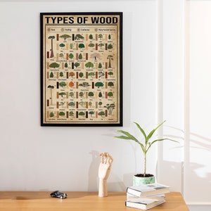 Types of Wood Vintage Poster, Carpentry Knowledge Poster, Wood Retro ...