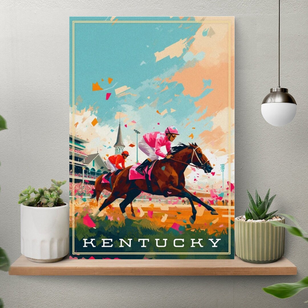 Kentucky Derby Travel Poster, Mid-century Modern Art, Kentucky Derby ...