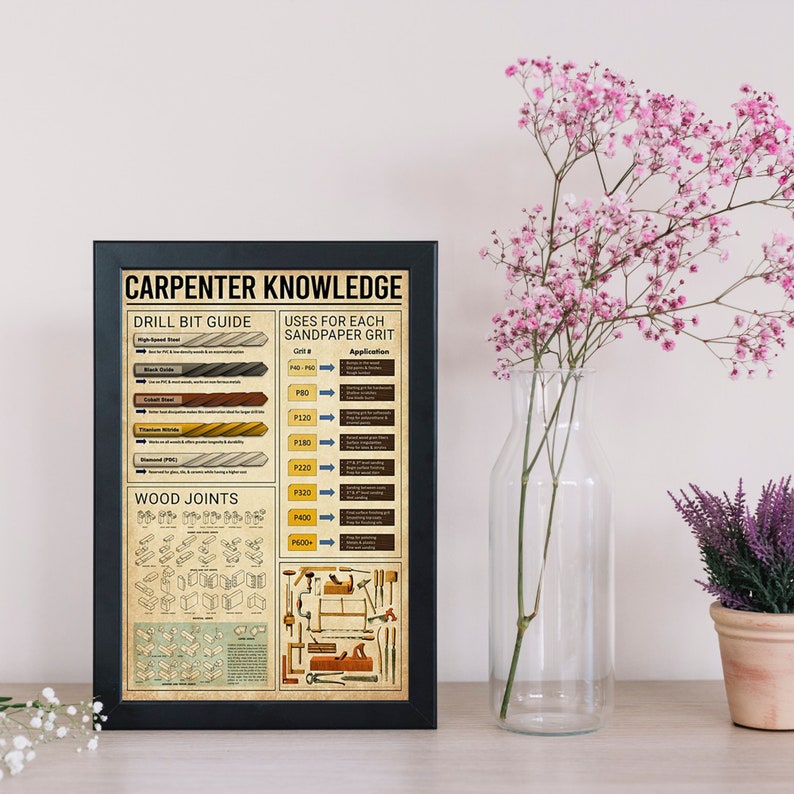 Carpenter Knowledge Vintage Poster, Knowledge Poster, Carpenter Retro ...