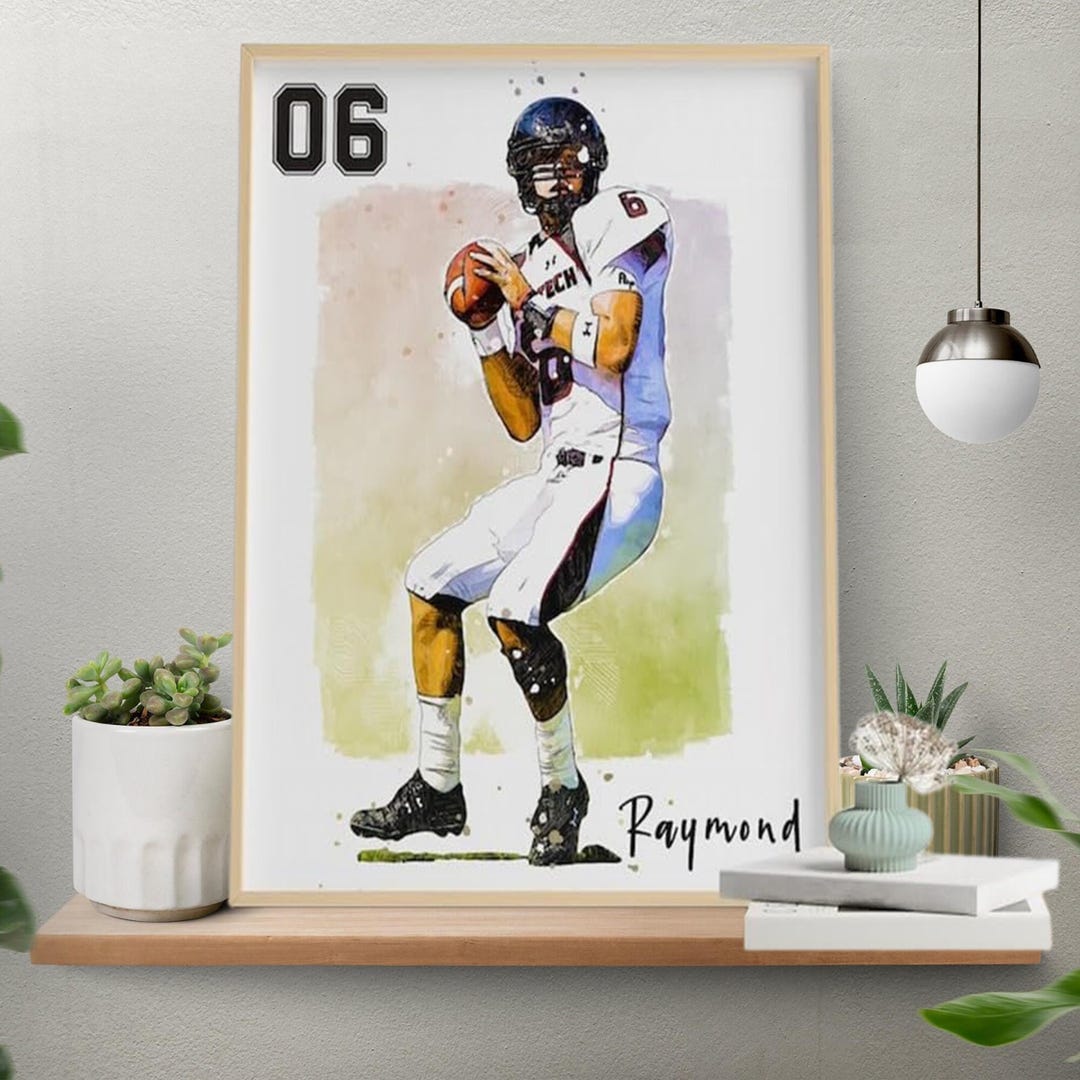 Unframed Personalized Photo Football Player Painting Poster, Sketch ...