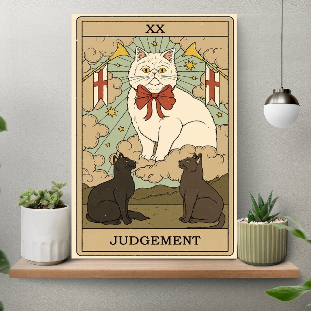 The Judgement Black Cat Tarot Card Poster, the Judgement Cat Lover ...