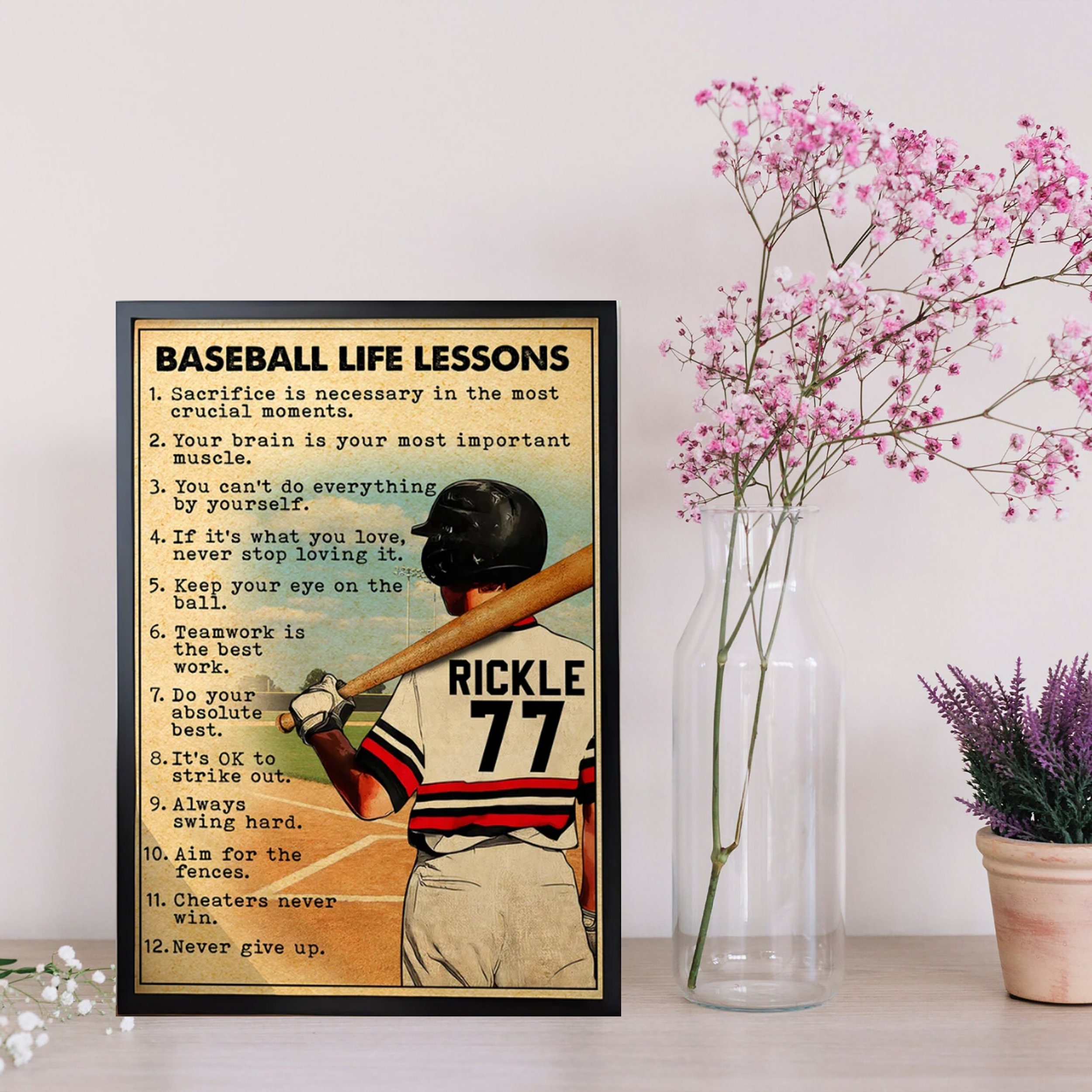 Custom Baseball Life Lessons Poster, Personalized Canvas Print ...