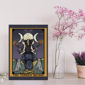 Hecate Tarot Card Poster, Witchy Hekate Triple Moon Goddess of ...