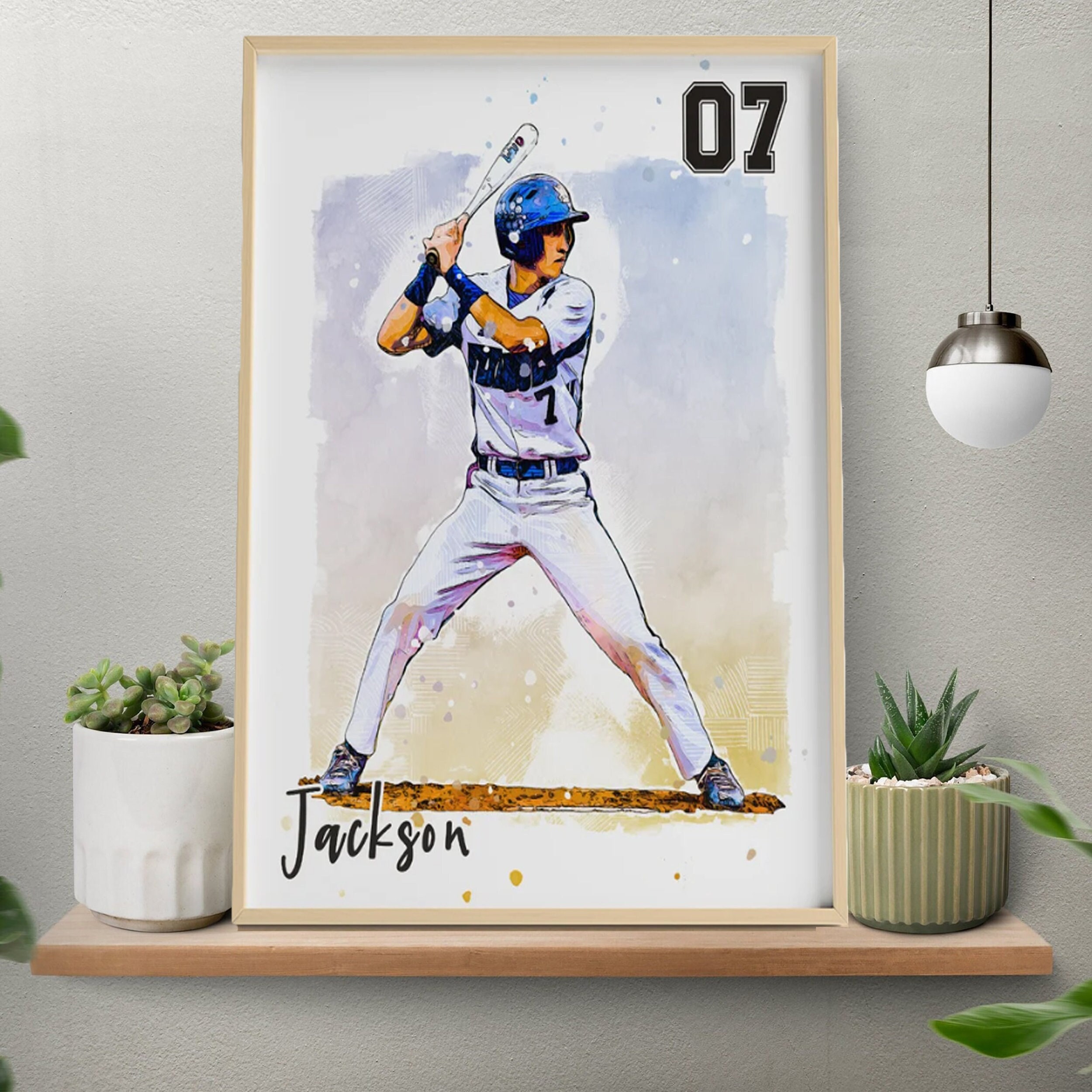 Personalized Photo Baseball Player Painting Poster, Sketch Sports Art ...