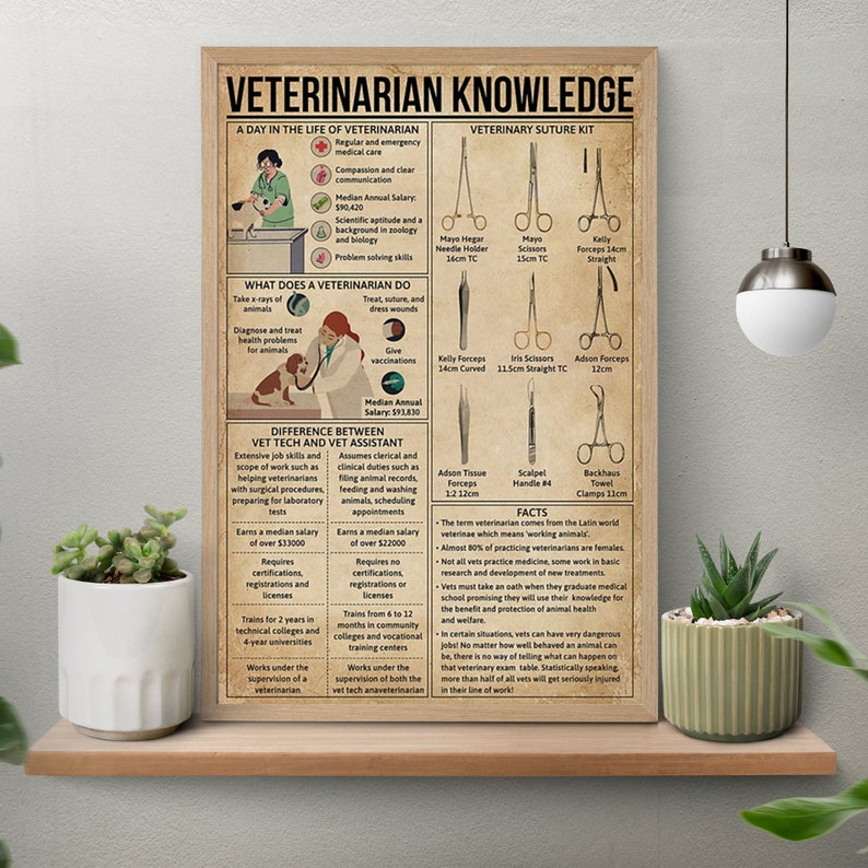 Veterinarian Knowledge Vintage Poster, Knowledge Poster, Veterinarian ...