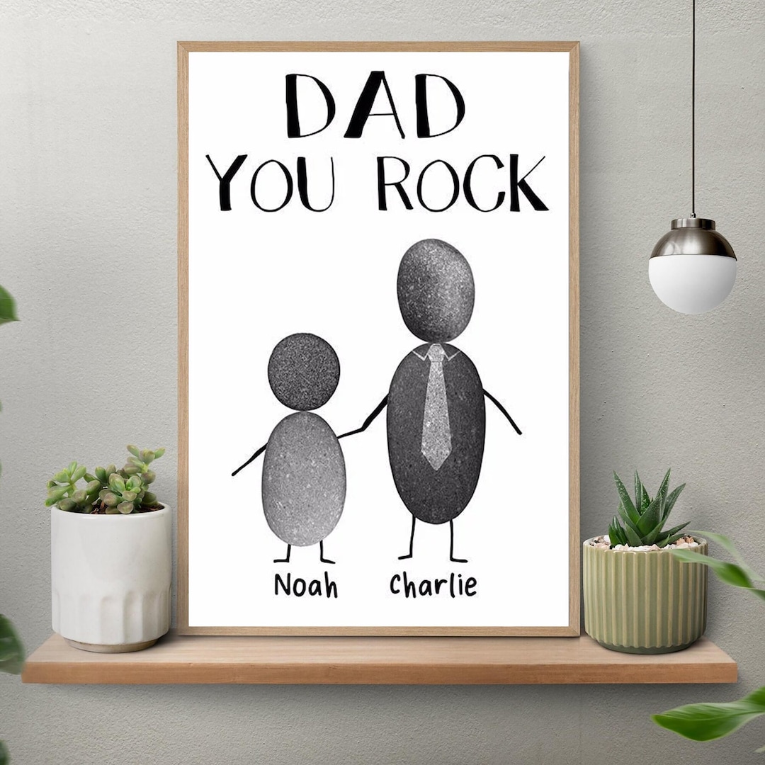 Unframed Personalized Toddlers and Dad Rock Poster, Father's Day Gift ...