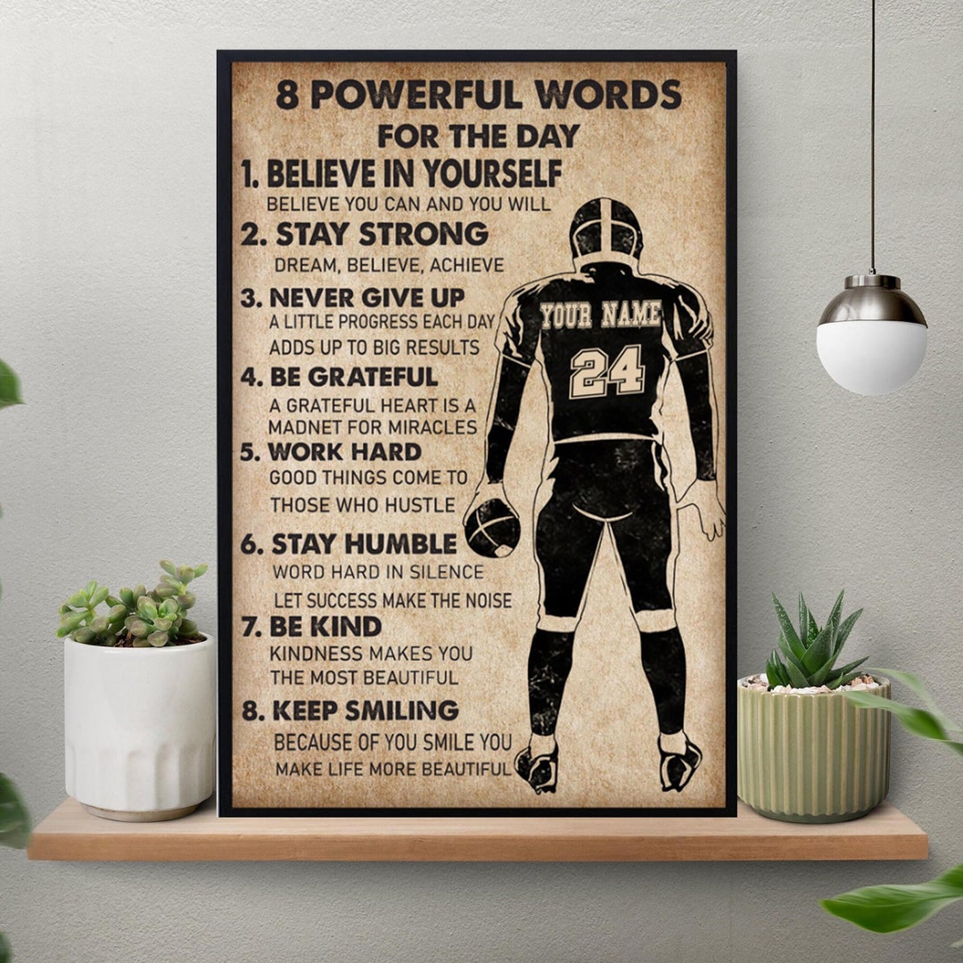 Personalized Football Player Posters, 8 Powerful Words American ...