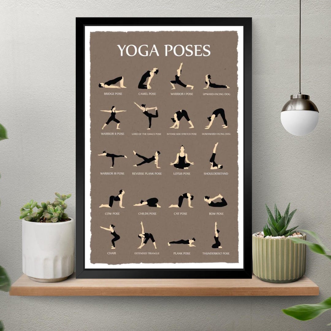 Unframed Yoga Poses Poster, Yoga Poses Reference Chart Wall Art, Surya ...