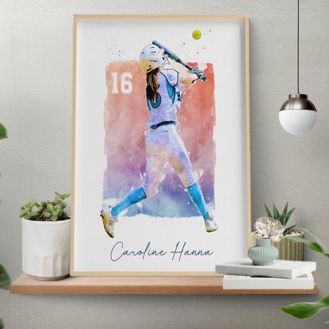 Unframed Personalized Photo Softball Player Painting Poster, Sketch ...