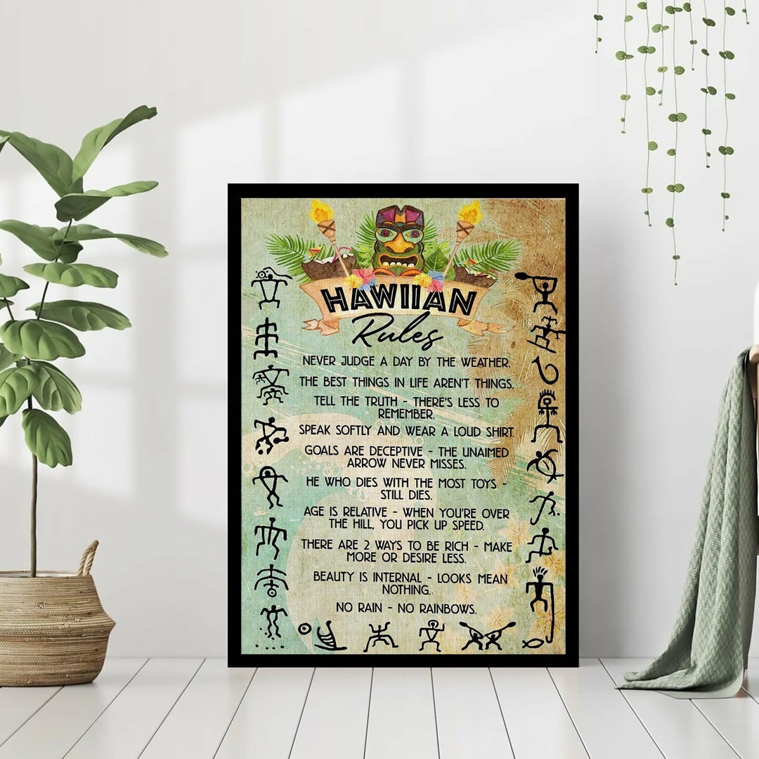 Hawiian Rules Vintage Poster, Hawaiian Rules Art Print, Funny Poster ...