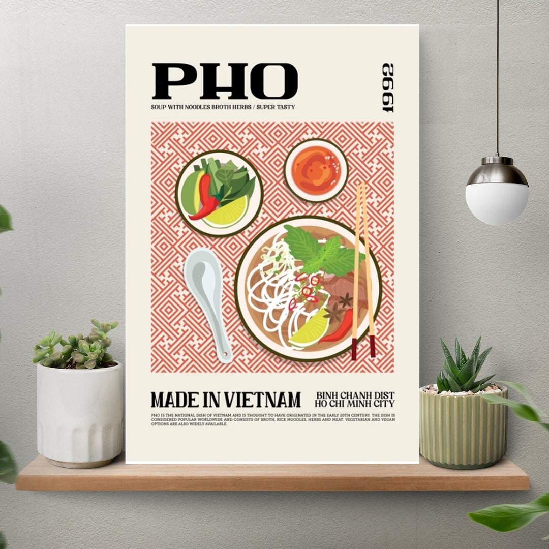 Vietnamese Street Food Scene Poster, Pho Noodles Wall Art Poster, Asian ...