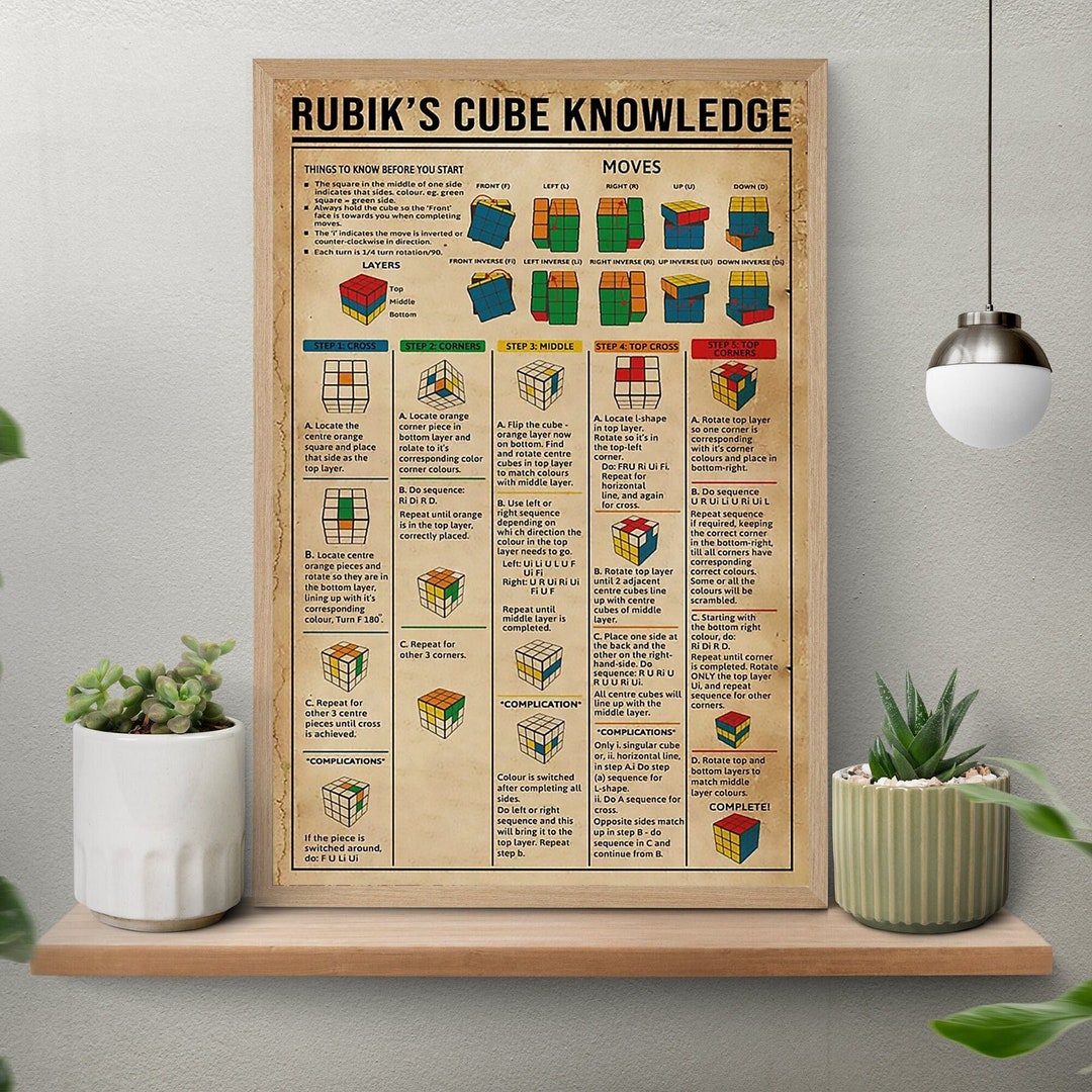 Rubik's Cube Knowledge Vintage Poster, Knowledge Poster, Rubik's Cube ...