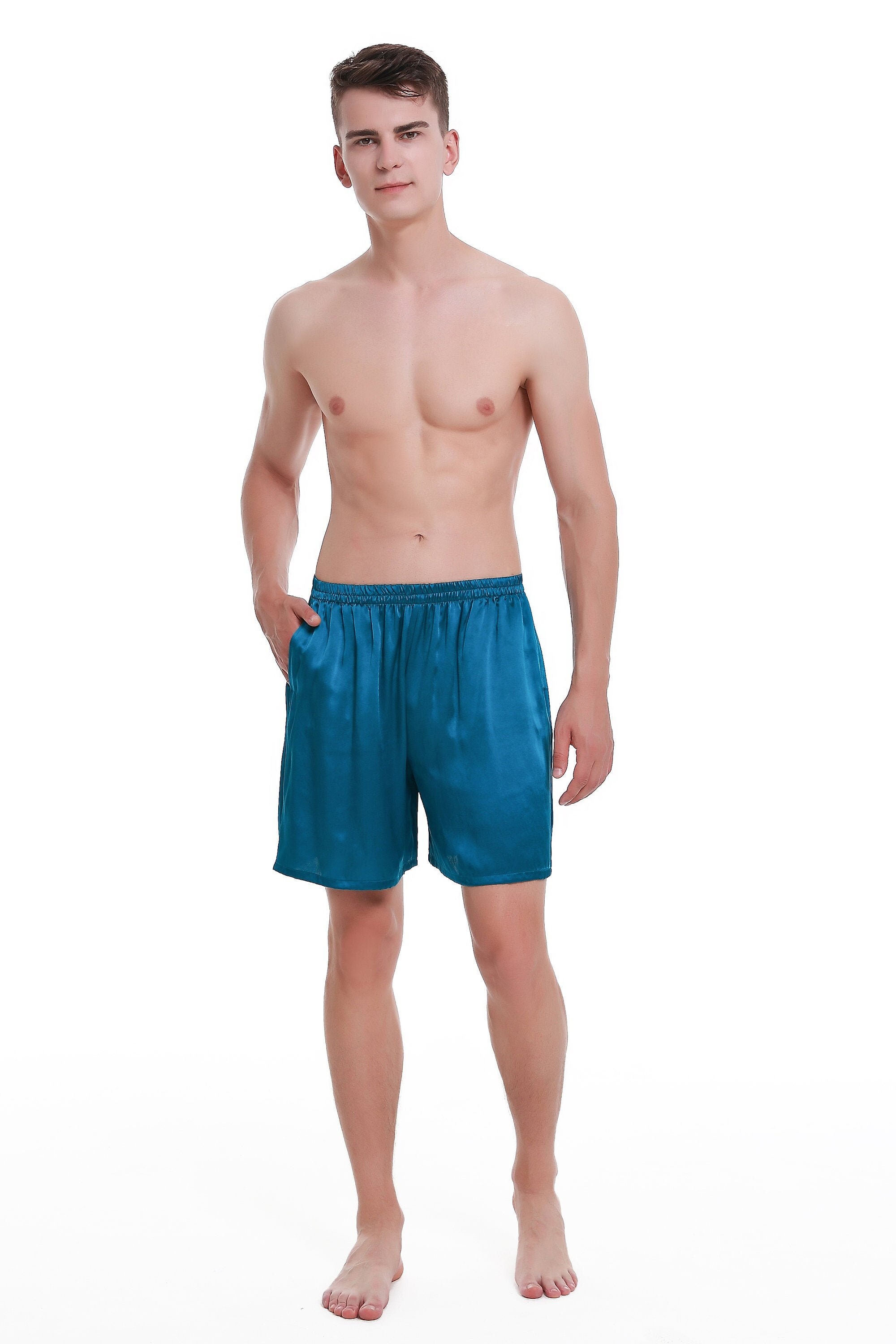 Lepton 100% Mulberry Silk Shorts for Men, Relaxed Fitness Wear, Front ...