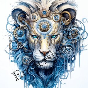 Steampunk Lion Wall Art: Fantasy Animal Print (digital Download) - Etsy