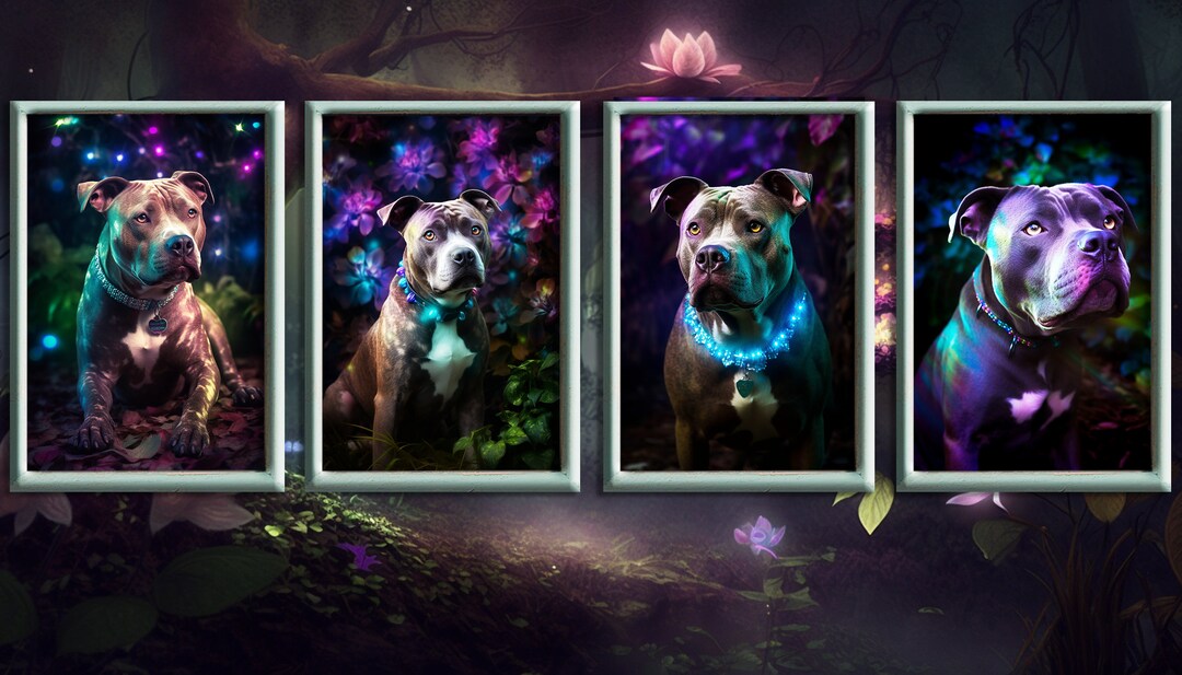 Fantasy Pit Bull Art Prints: Whimsical Dog Wall Decor (digital Download ...