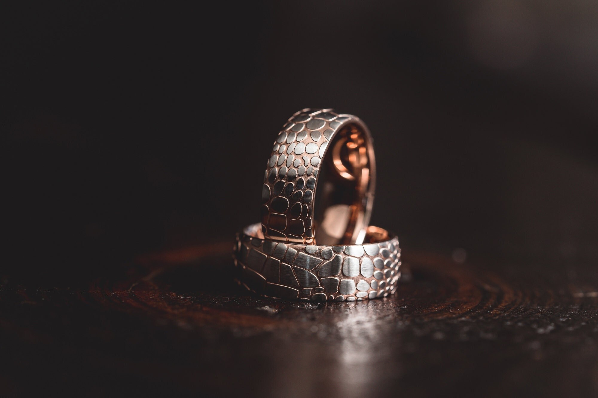 Superconductor Ring Steel and Rose Gold Ring Damascus Steel - Etsy
