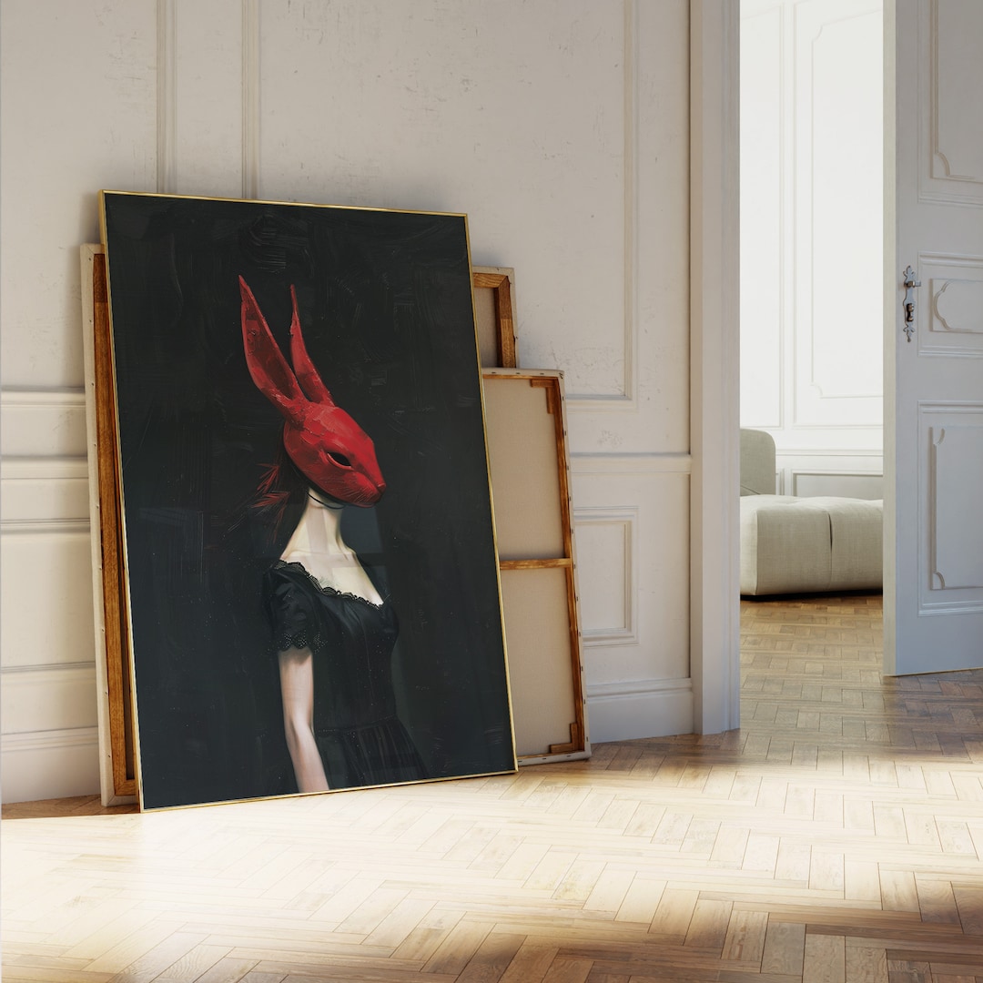 Whimsical Gothic Rabbit Masked Woman Print (digital Download) - Etsy