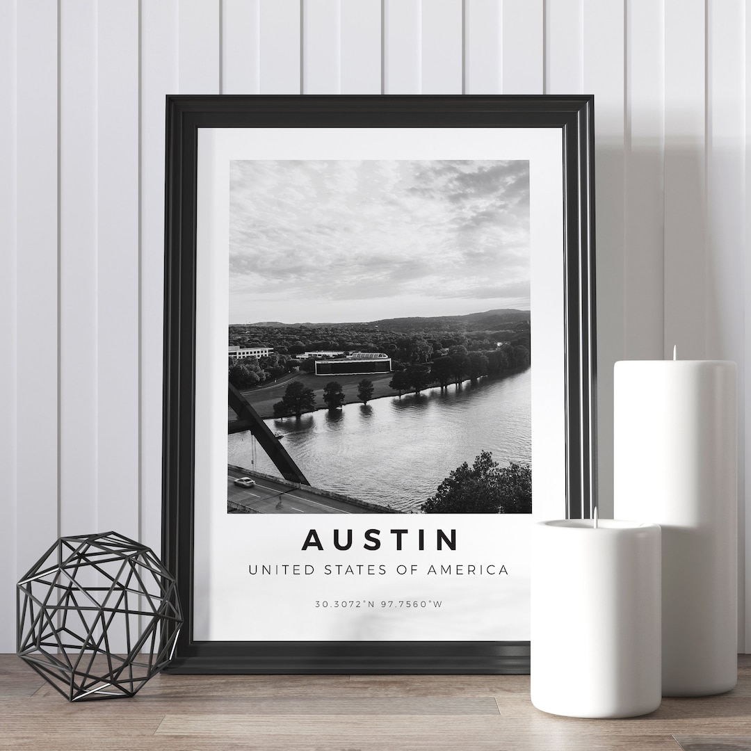 Austin Print Black and White, Austin Poster, USA Prints, North America ...