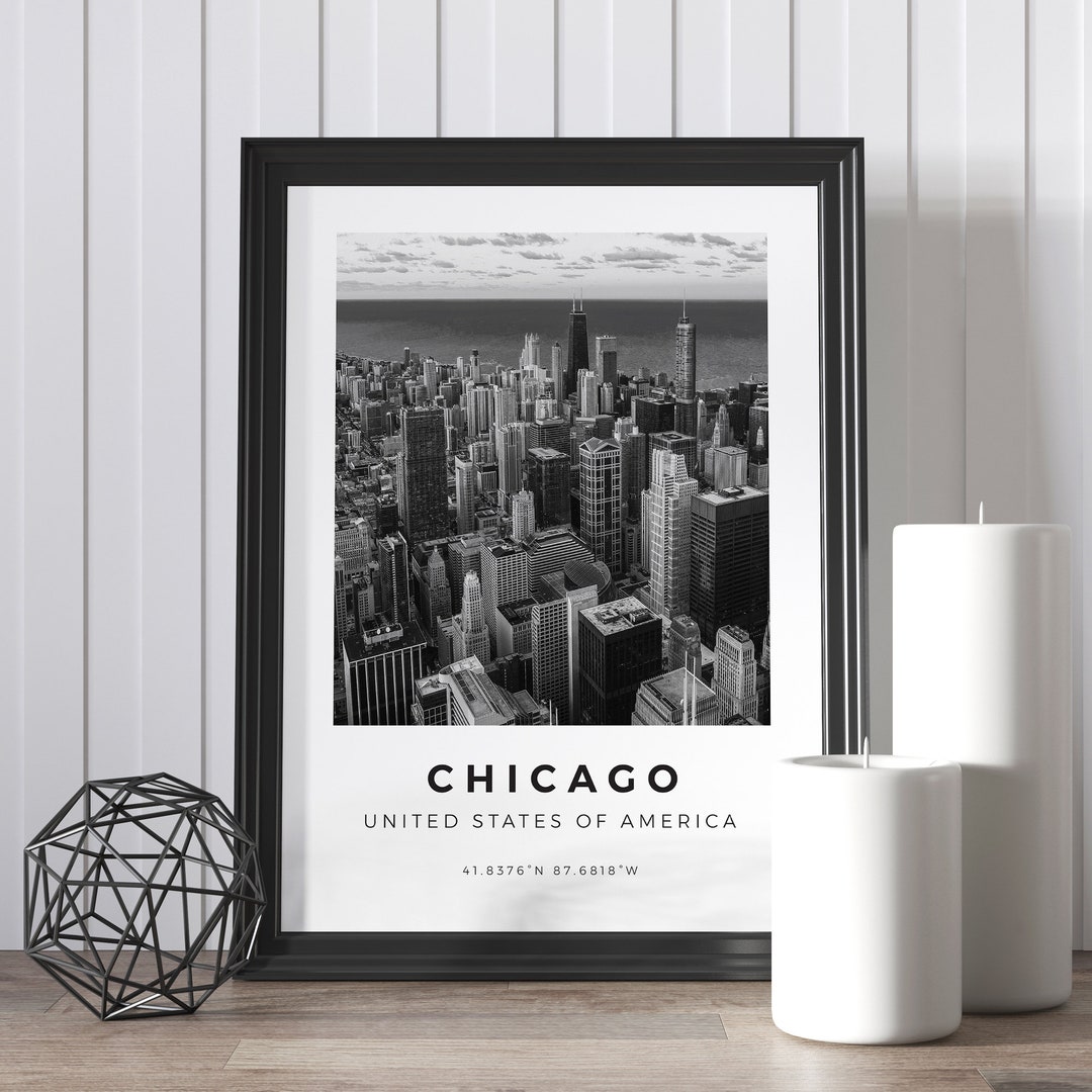 Chicago Print Black and White, Chicago Poster, USA Prints, Chicago Wall ...