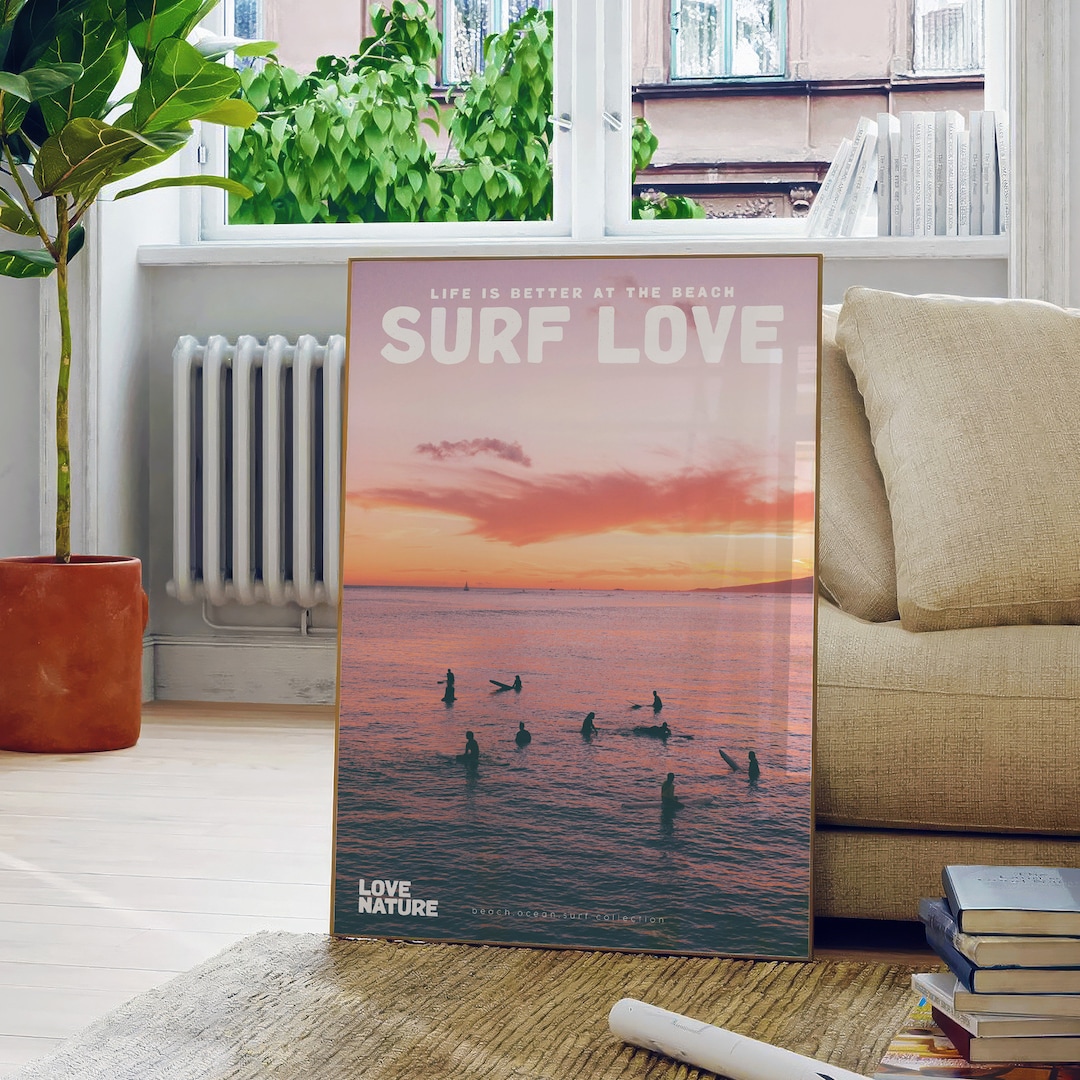 Modern Surf Poster, Surf Love Movie Poster and Magazine Cover Style ...