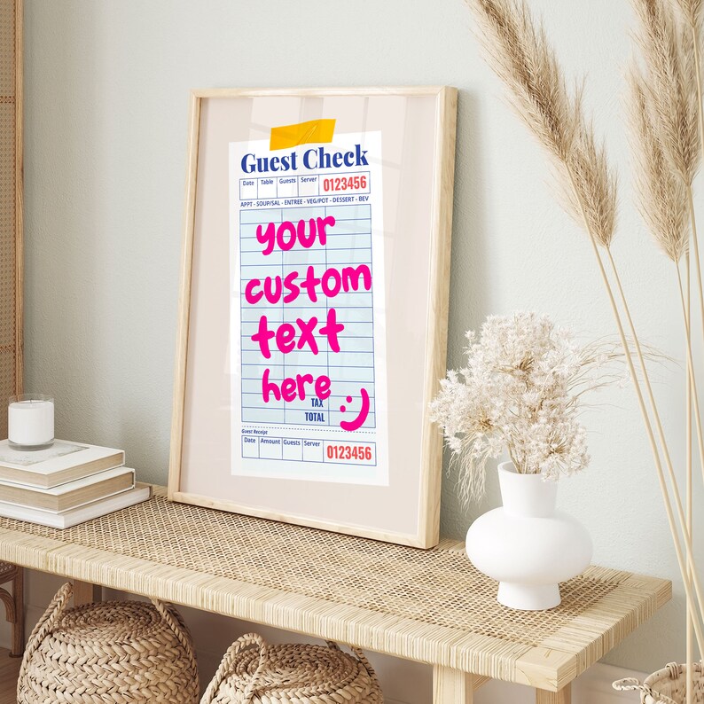 Custom Guest Check Poster Customizable Guest Check Print - Etsy