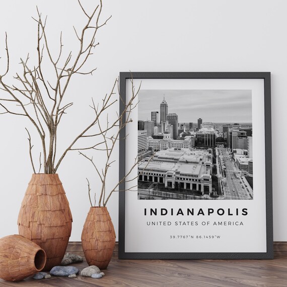 Indianapolis Print Black and White Indianapolis Poster USA - Etsy