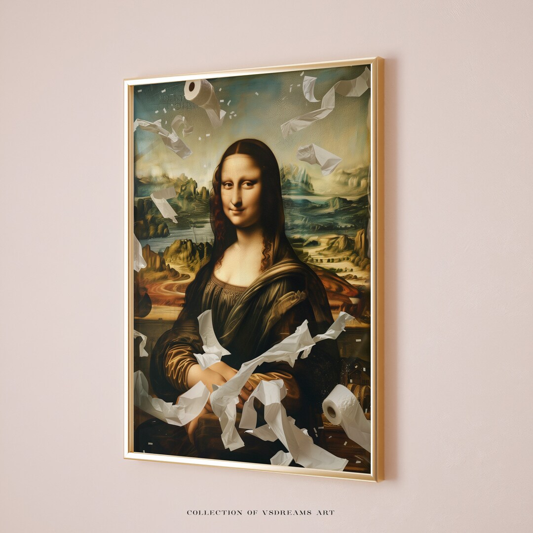 Funny Bathroom Art, Bathroom Monalisa, Toilet Wall Art, Altered ...