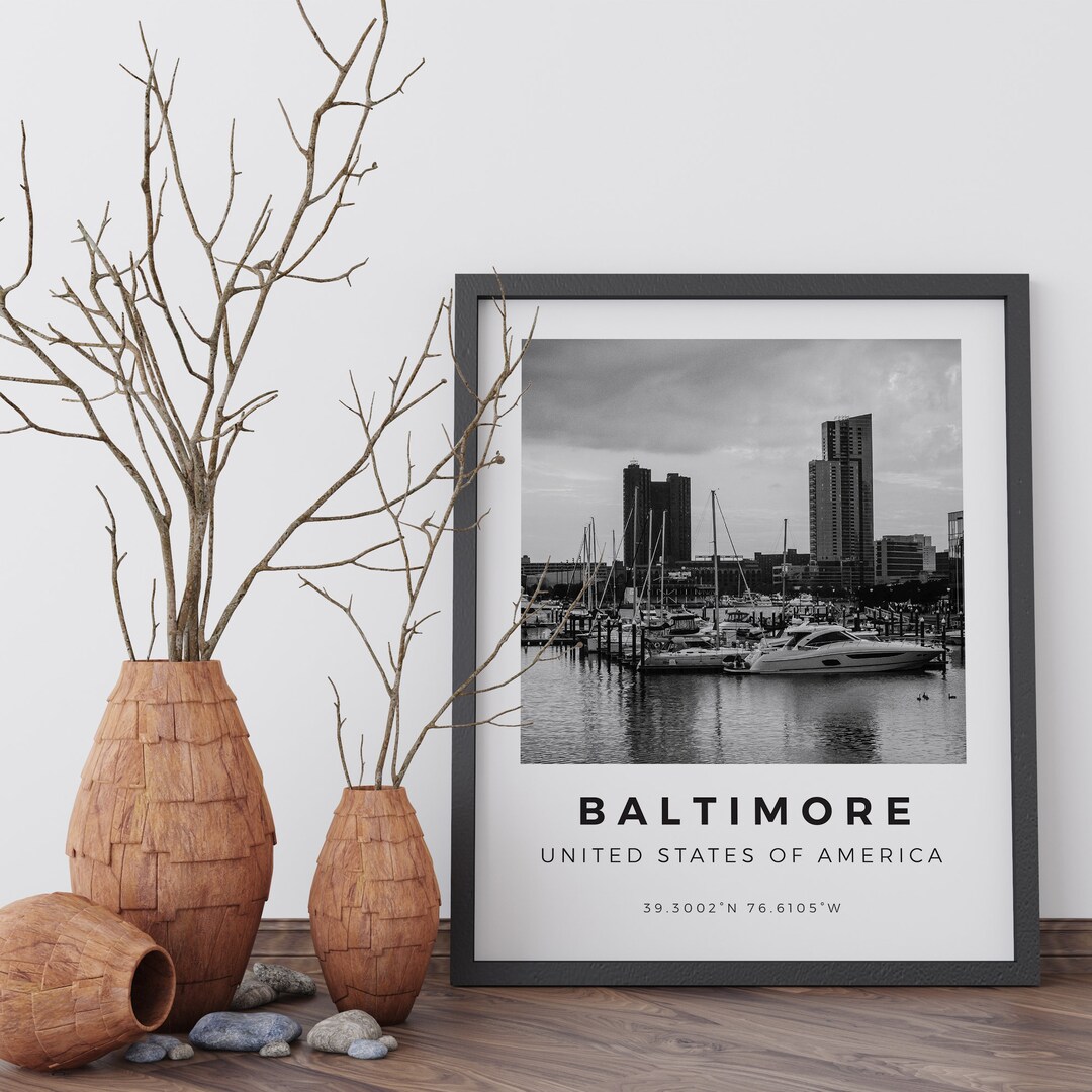 Baltimore Print Black and White, Baltimore Poster, USA Prints ...