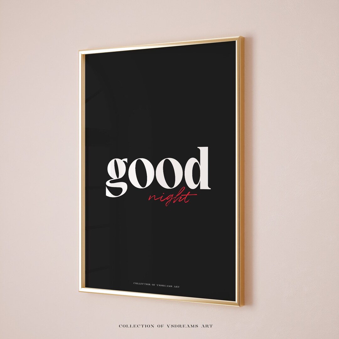 Good Night Poster, Good Night Wall Art, Over the Bed Sign, Bedroom ...