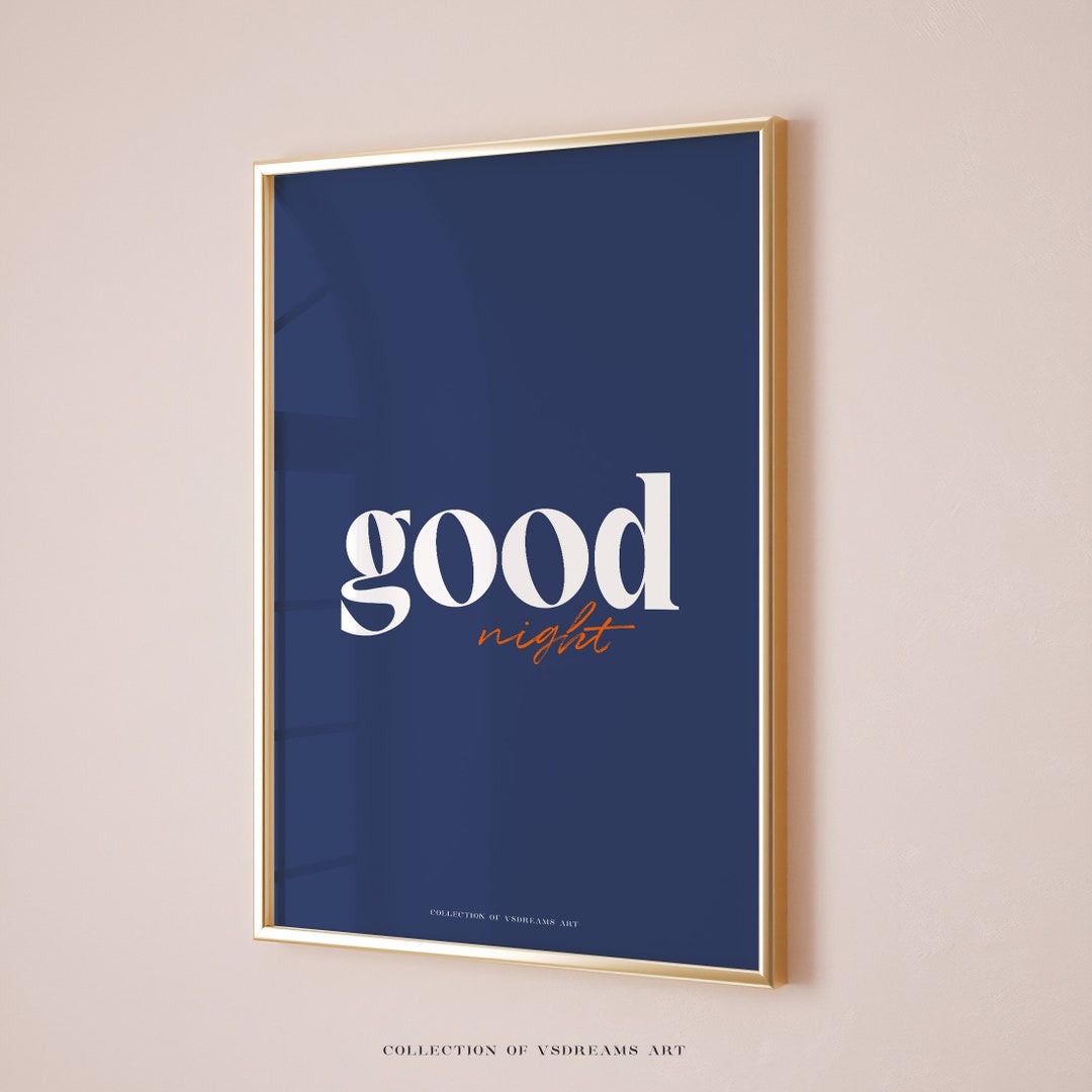 Good Night Poster, Good Night Wall Art, Over the Bed Sign, Bedroom ...